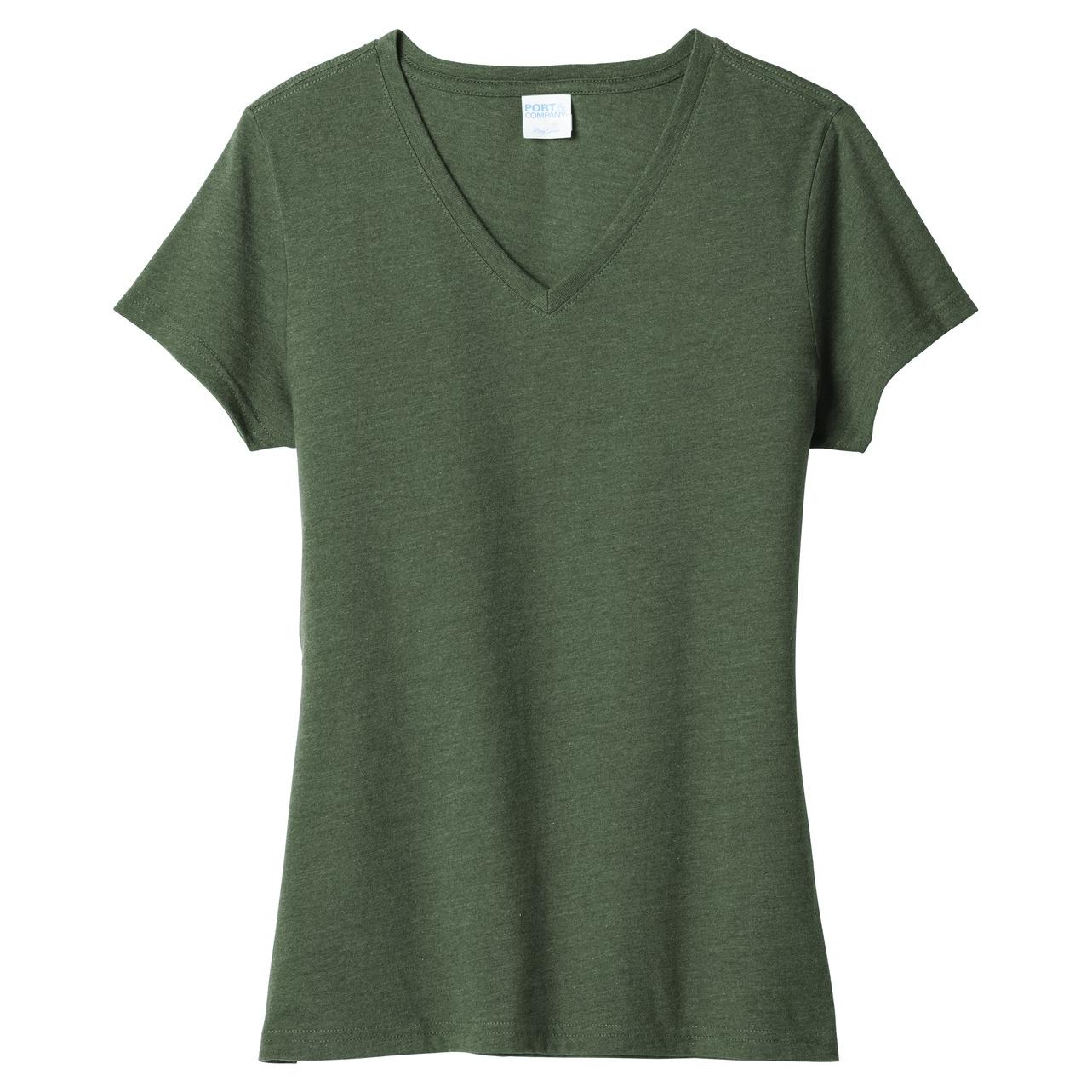 Port & Company LPC455V Ladies Fan Favorite Blend V-Neck Tee - Forest ...