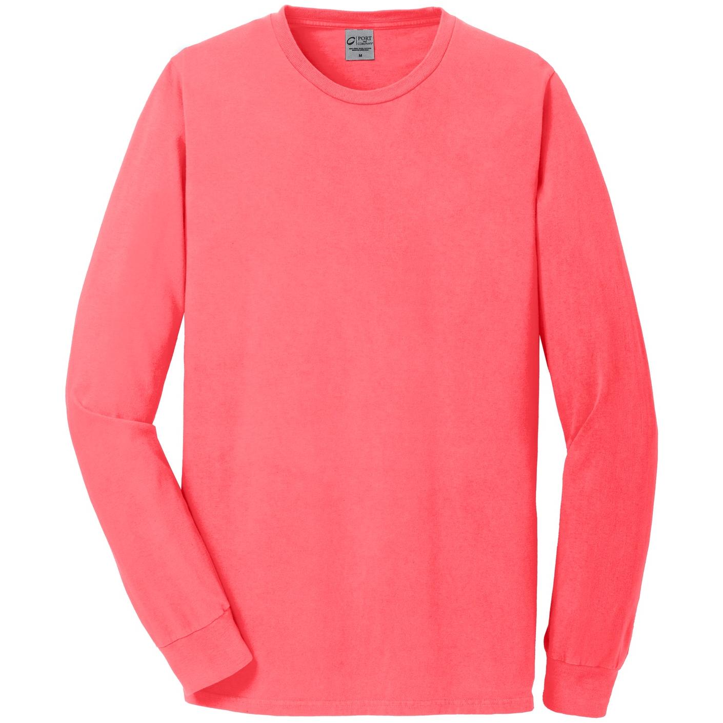 Port & Company PC099LS Beach Wash Garment-Dyed Long Sleeve Tee - Neon ...