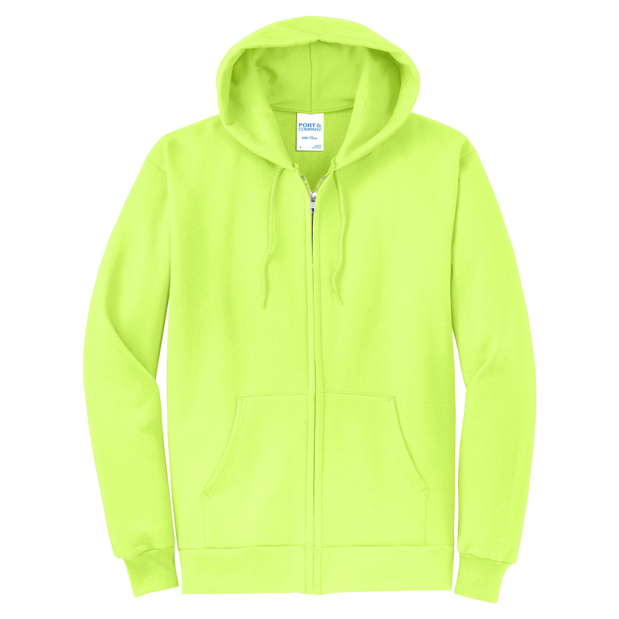 Port & Company PC78ZH Core Fleece Full-Zip Hooded Sweatshirt - Neon ...