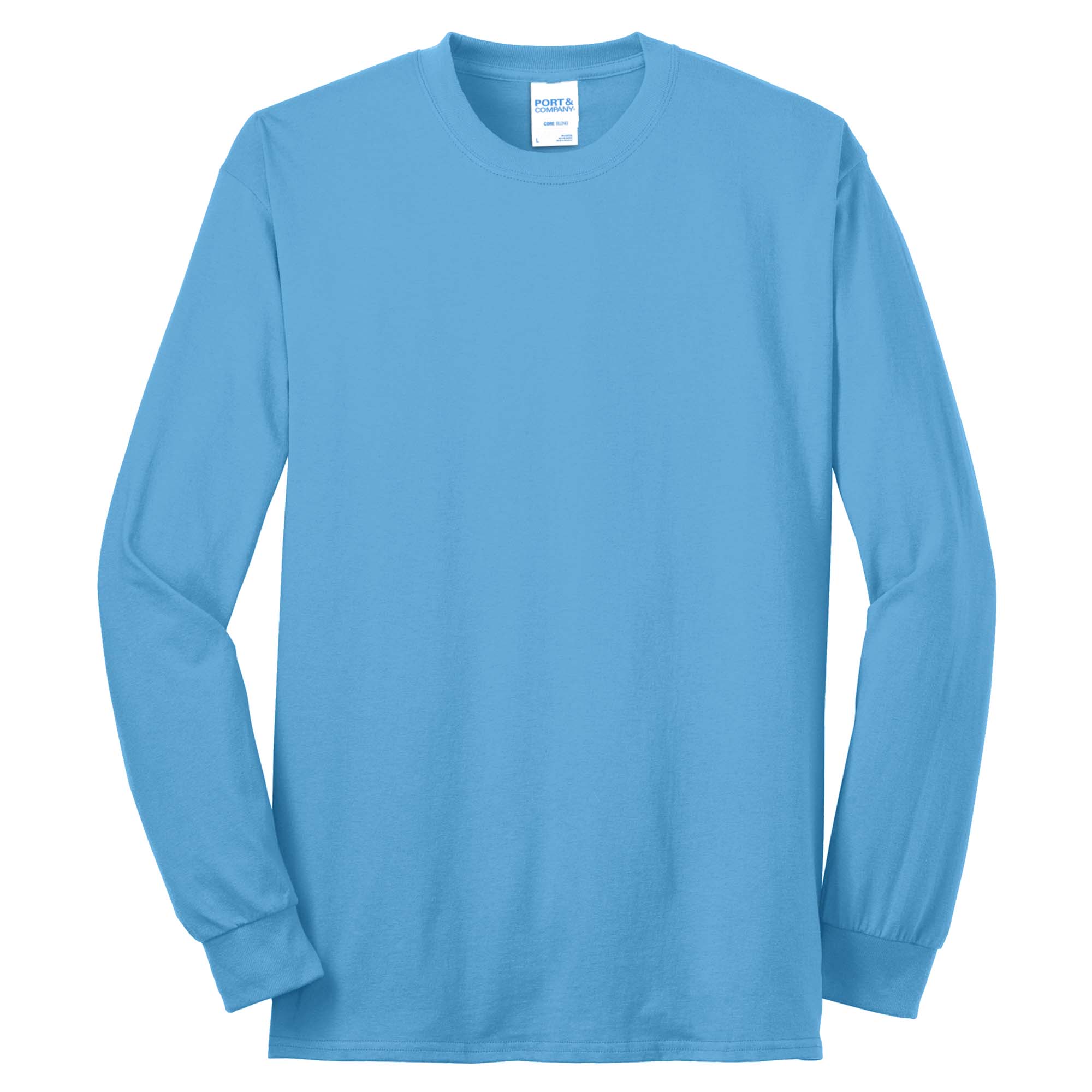 Port & Company PC55LS Long Sleeve Core Blend Tee - Aquatic Blue | Full ...