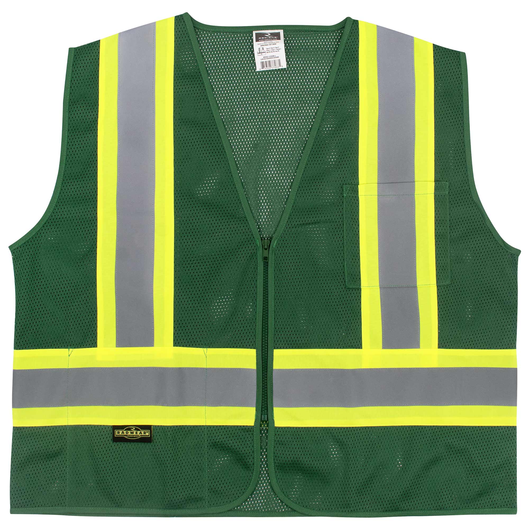 Radians SV22-1 Economy Type O Class 1 Safety Vest - Hunter Green | Full ...