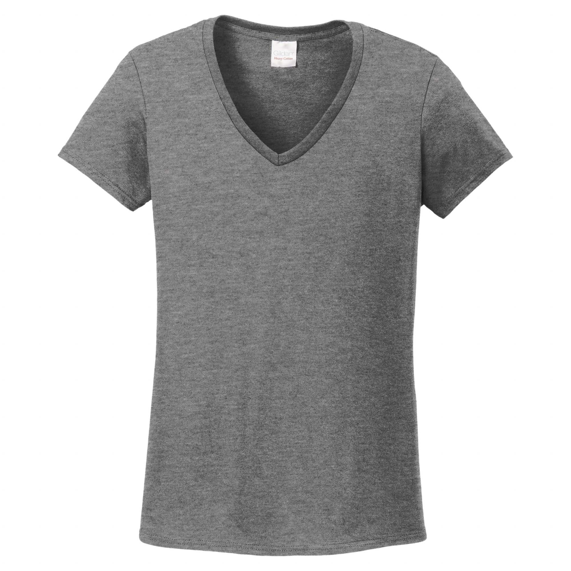 Gildan 5V00L Ladies Heavy Cotton V-Neck T-Shirt - Graphite Heather ...