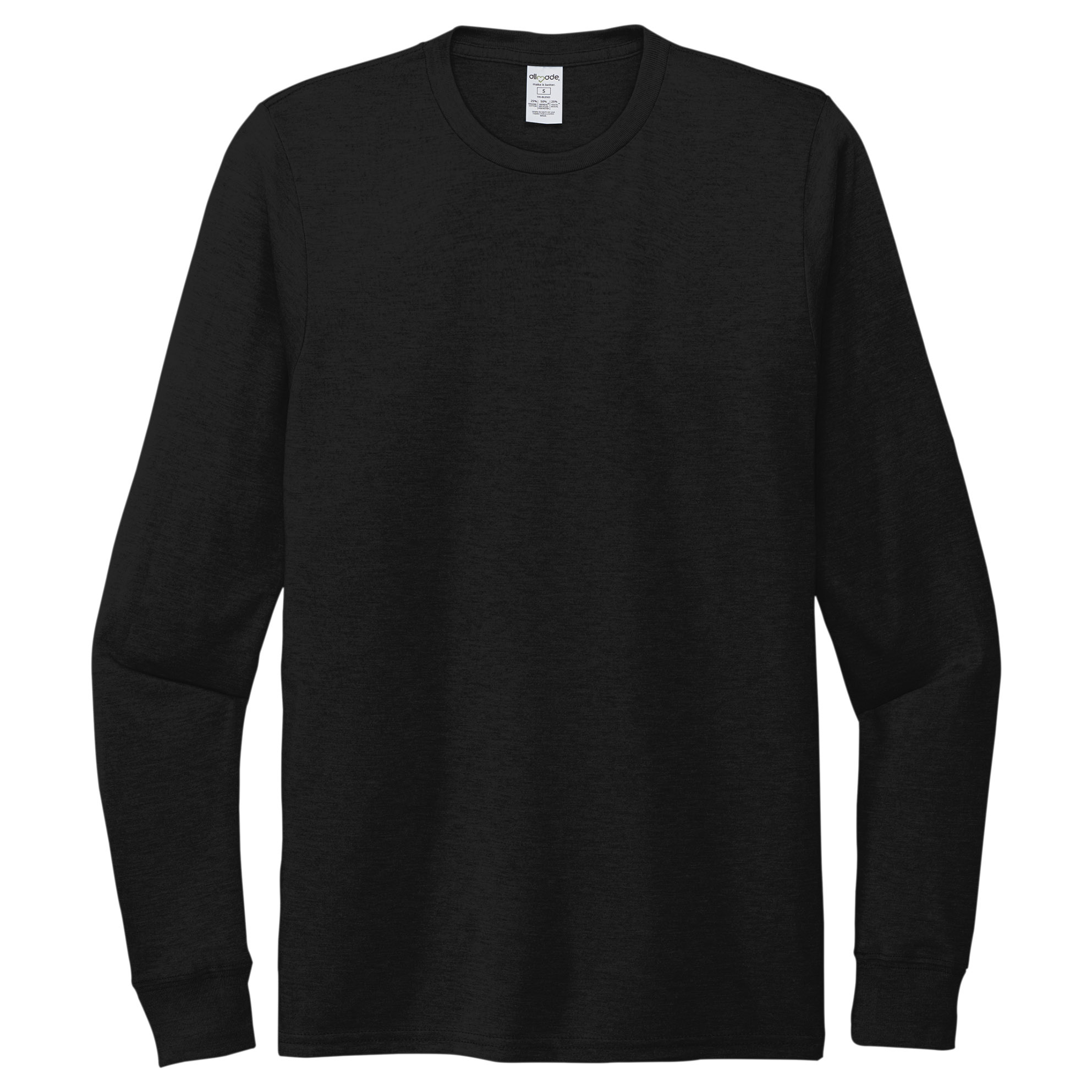 Allmade AL6004 Unisex Tri-Blend Long Sleeve Tee - Deep Black | Full Source