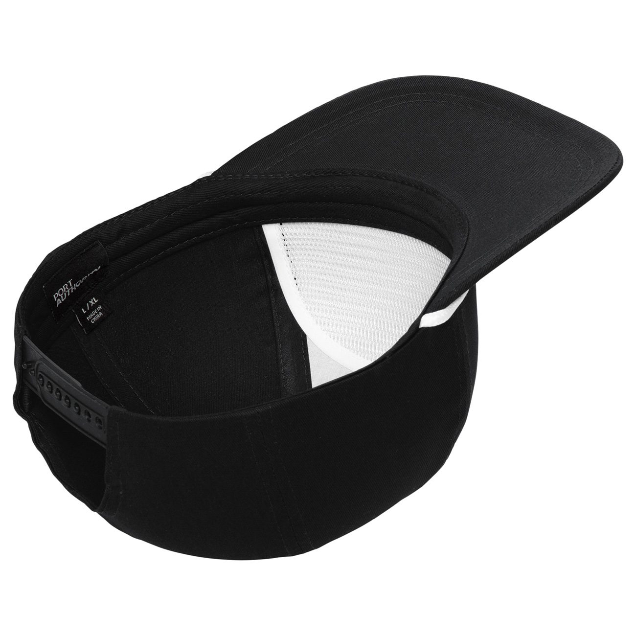 Port Authority C962 Snapback Five-Panel Rope Cap - Black/White | Full ...