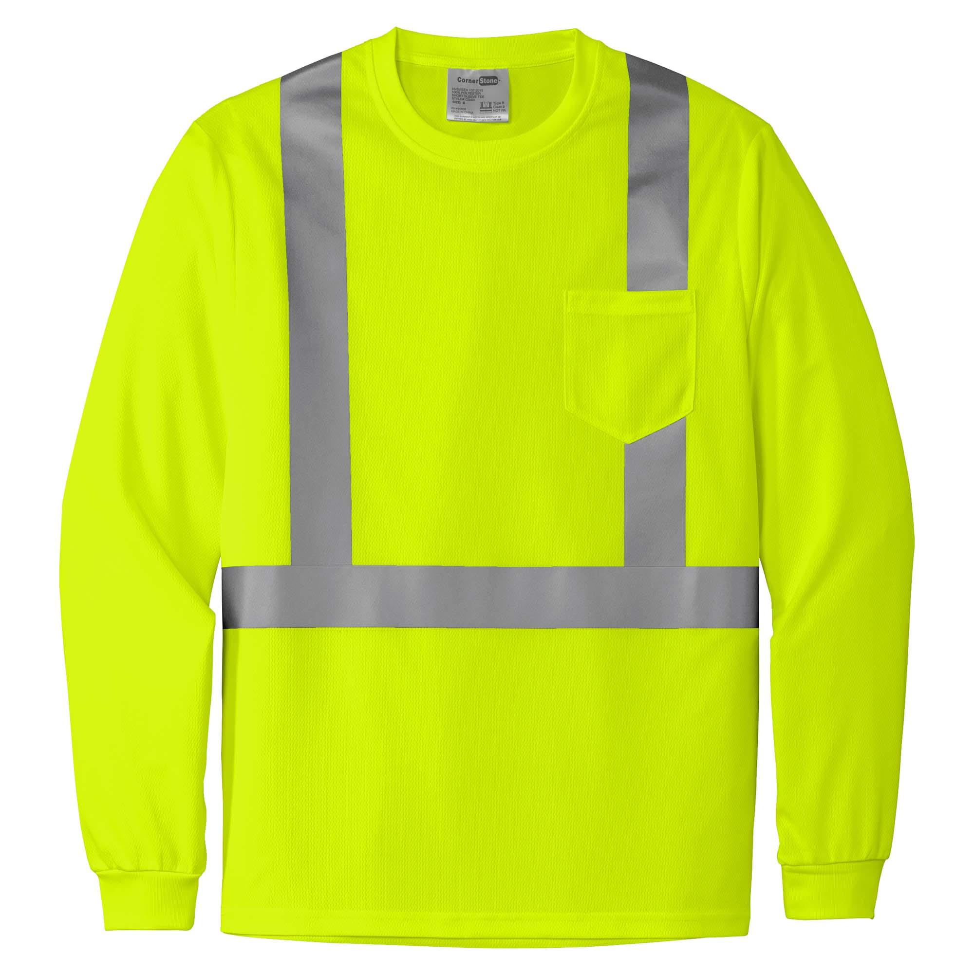 CornerStone CS201 ANSI 107 Class 2 Mesh Long Sleeve T-Shirt - Yellow ...