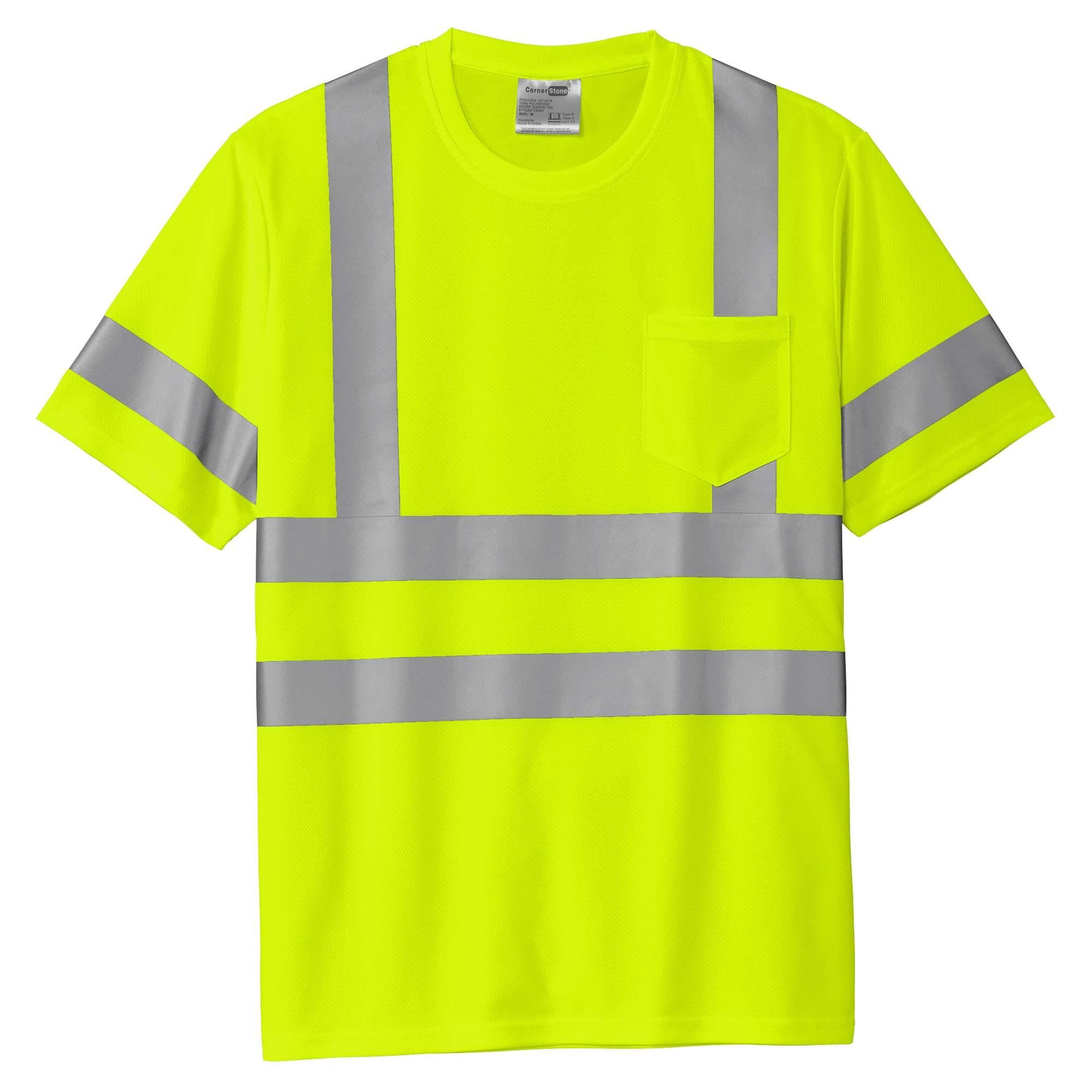 CornerStone CS202 ANSI 107 Class 3 Mesh T-Shirt - Yellow/Lime | Full Source