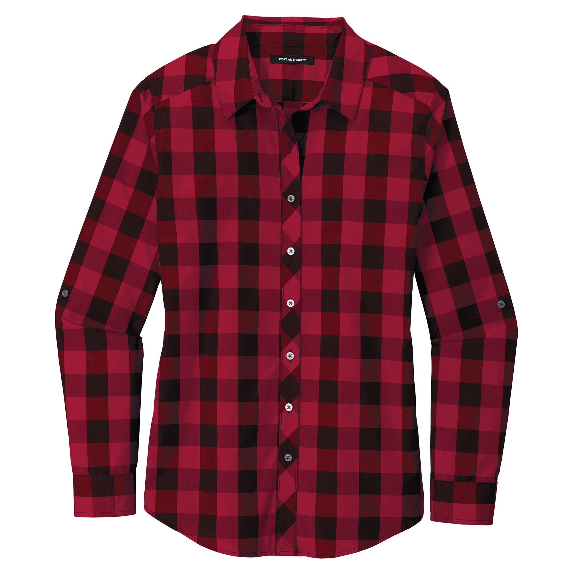Port Authority LW670 Ladies Everyday Plaid Shirt - Rich Red | Full Source