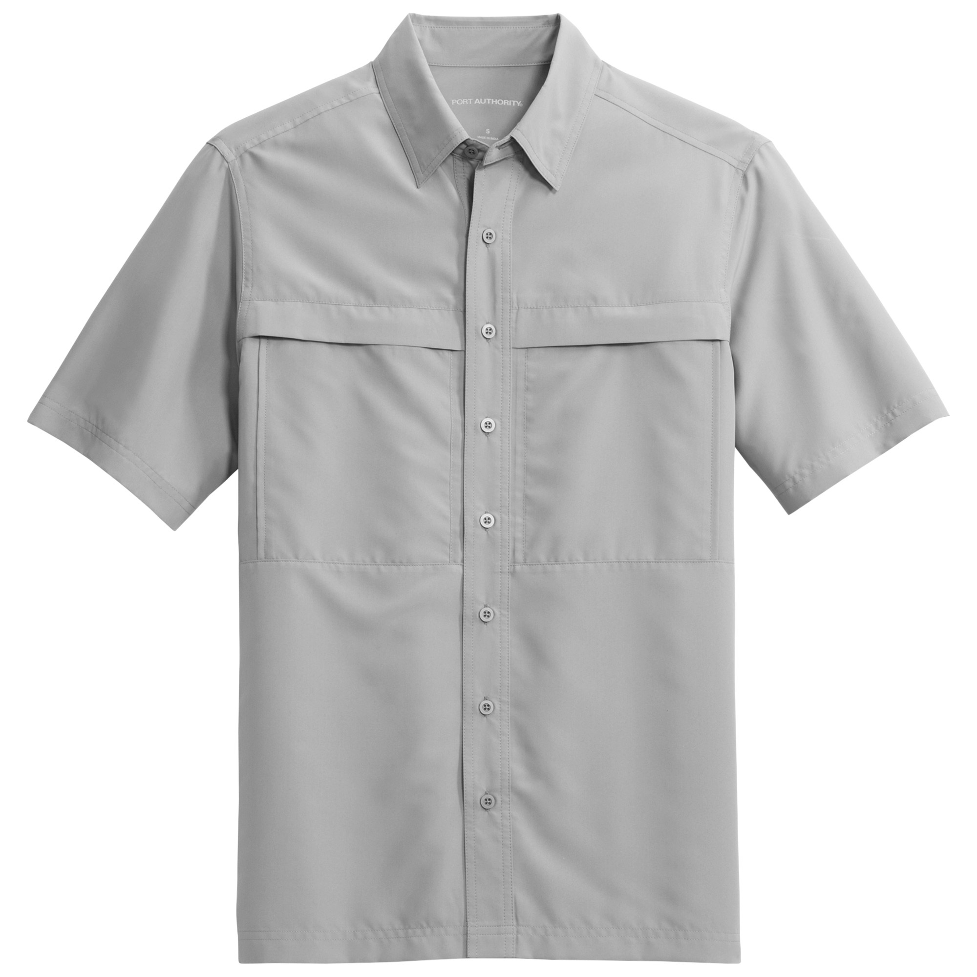 Port Authority W961 Short Sleeve UV Daybreak Shirt - Gusty Grey | Full ...