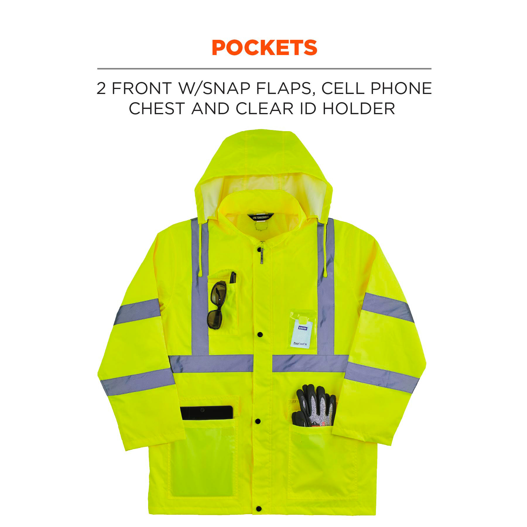 Ergodyne 8366 Glowear Type R Class 3 Lightweight Hi-Vis Rain Jacket - Yellow/Lime | Full Source