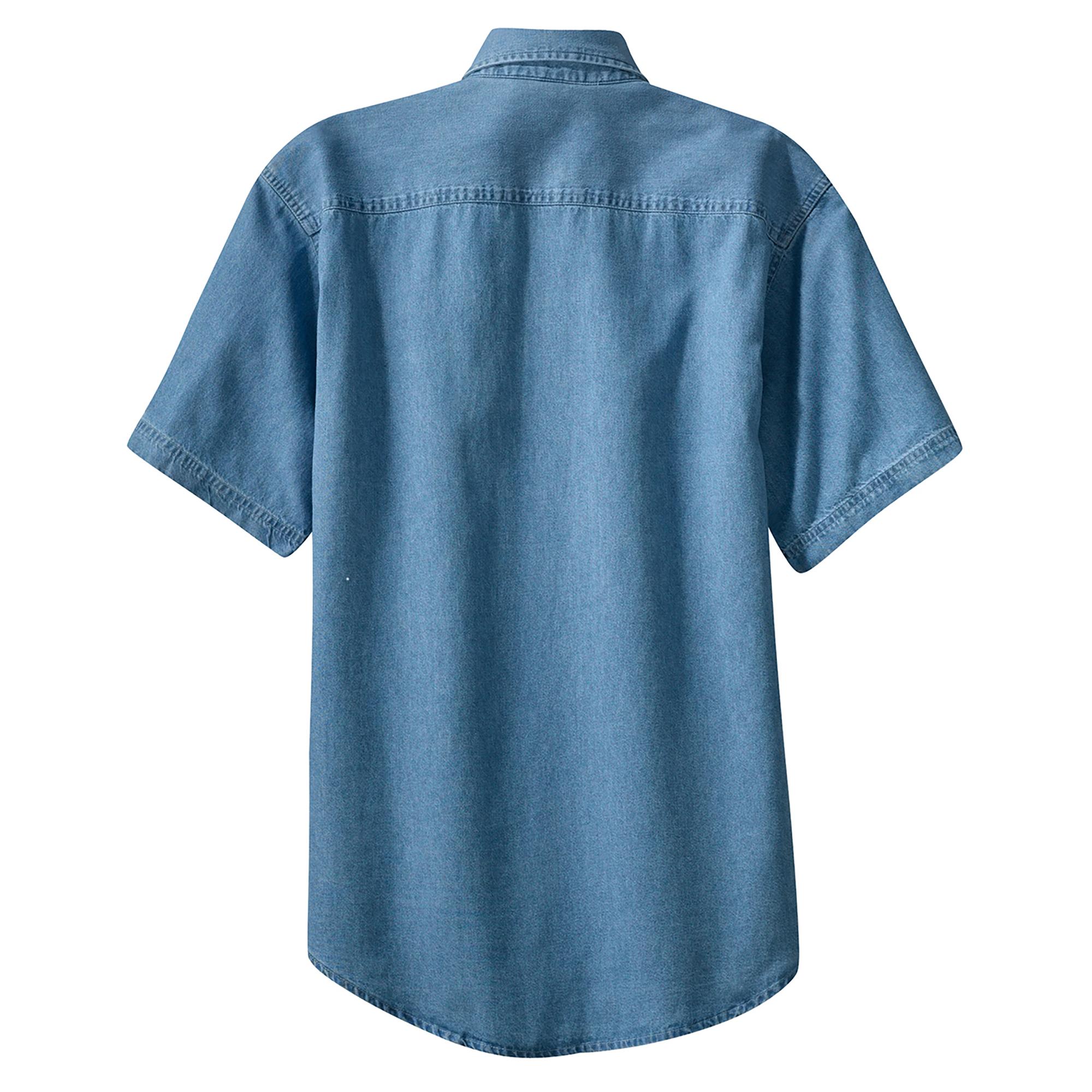 Port & Company SP11 Short Sleeve Value Denim Shirt - Faded Blue | Full ...