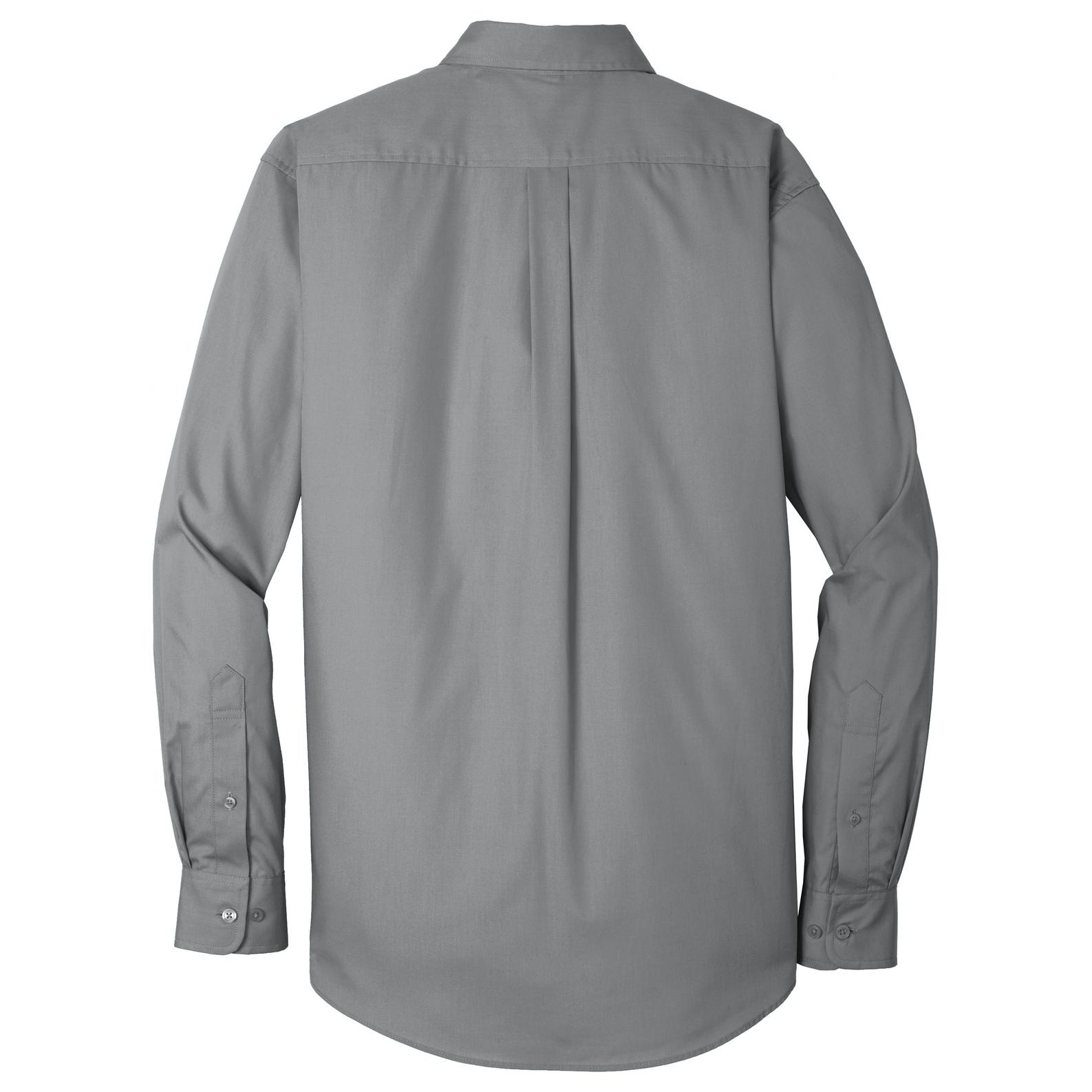 Port Authority W100 Long Sleeve Carefree Poplin Shirt - Gusty Grey ...