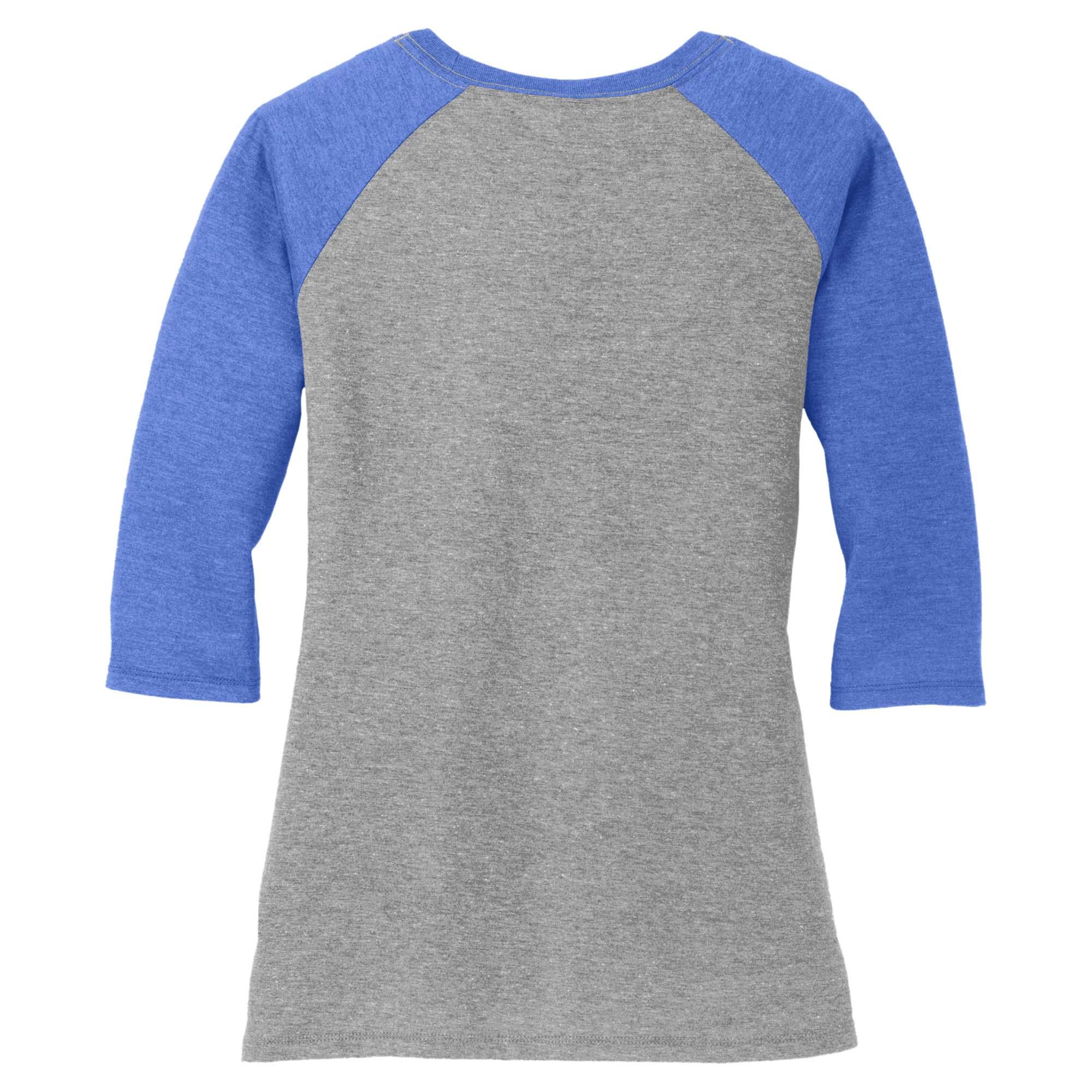 District DM136L Women's Perfect Tri 3/4-Sleeve Raglan - Royal Frost ...