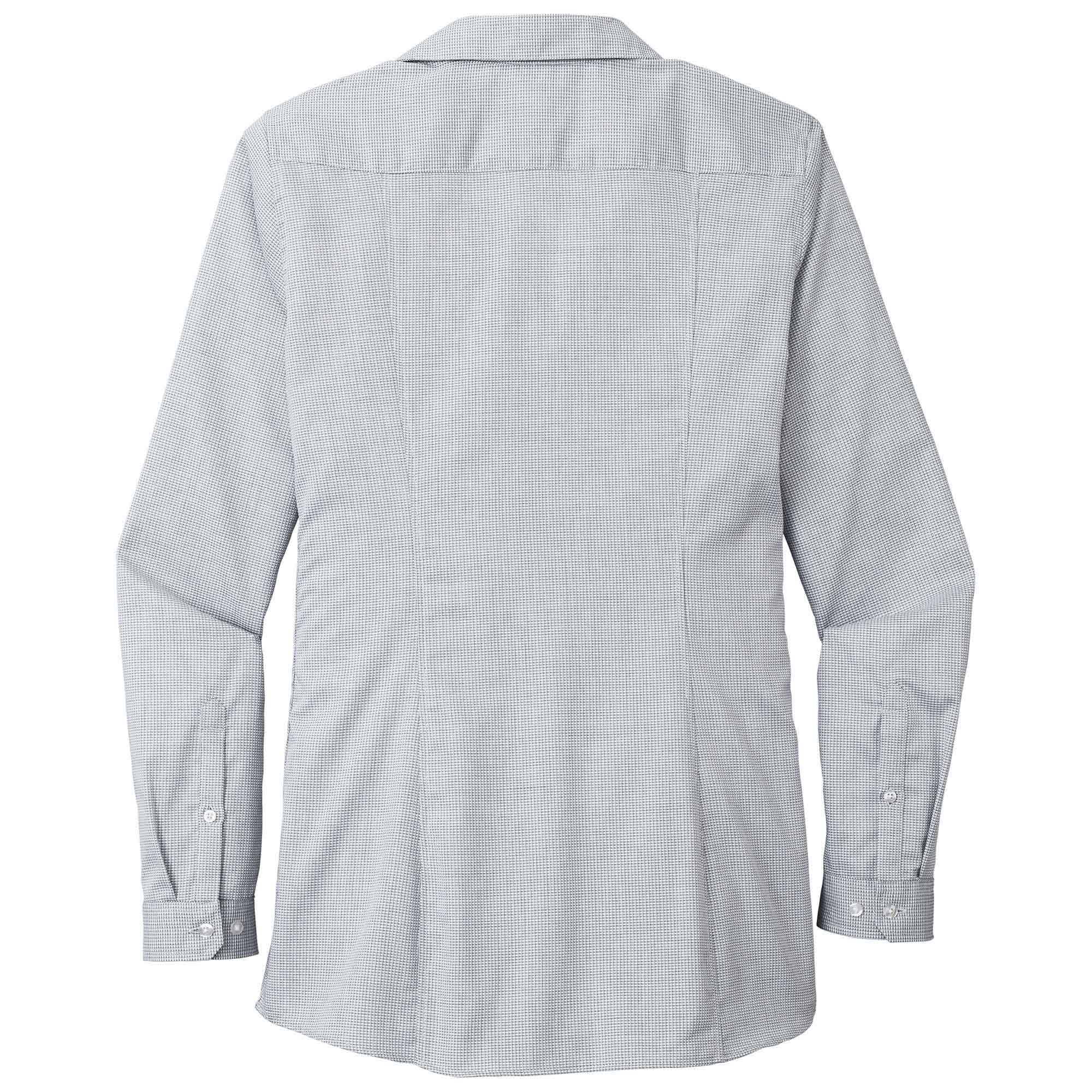 Port Authority LW645 Ladies Pincheck Easy Care Shirt - Gusty Grey/White ...