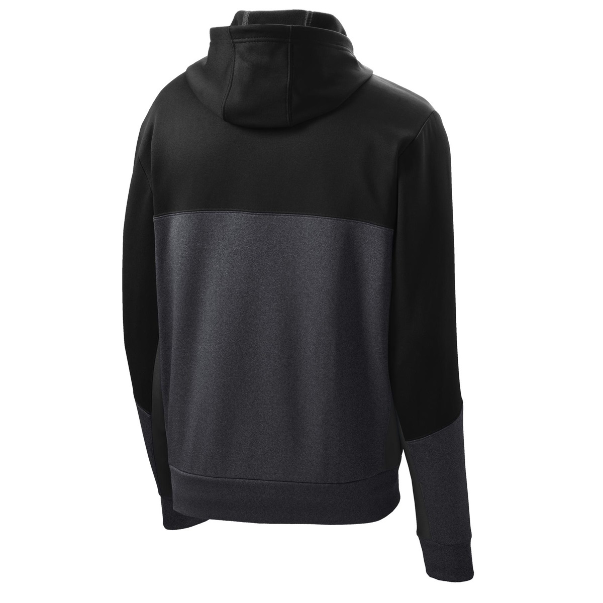 Sport-Tek ST245 Tech Fleece Colorblock Full-Zip Hooded Jacket - Black ...