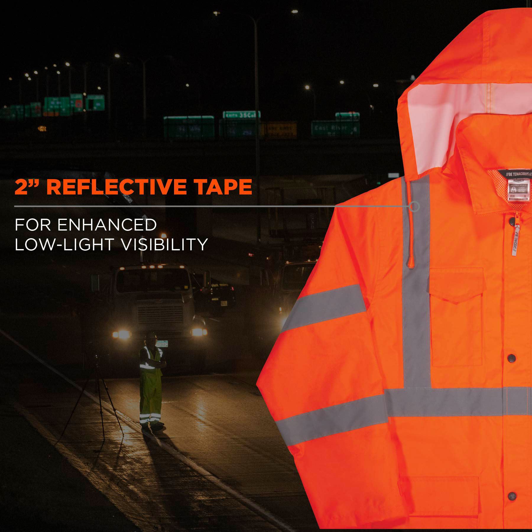 Ergodyne 8366 Glowear Type R Class 3 Lightweight Hi-Vis Rain Jacket - Orange | Full Source